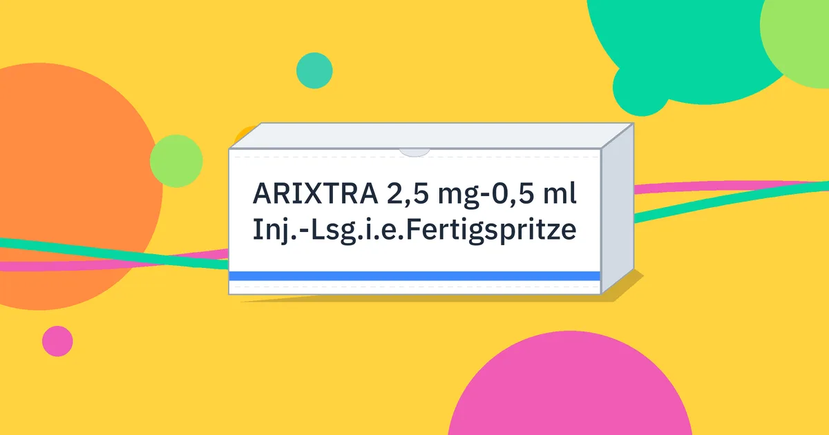 Symbolbild: Packung mit der Aufschrift ARIXTRA 2,5 mg-0,5 ml Inj.-Lsg.i.e.Fertigspritze (PZN 02142187) – Verfügbarkeit und Bezug in Apotheken in Frankfurt am Main