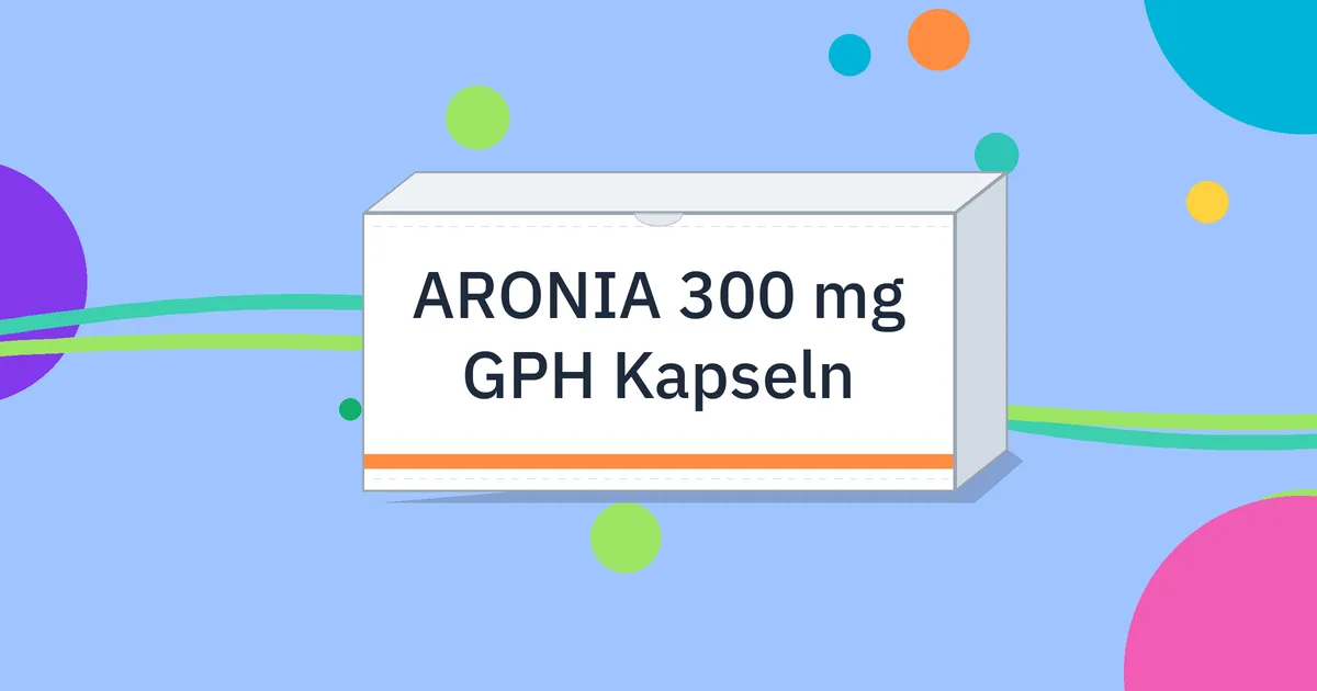 Symbolbild: Packung mit der Aufschrift ARONIA 300 mg GPH Kapseln (PZN 13359659) – Verfügbarkeit und Bezug in Apotheken in Frankfurt am Main