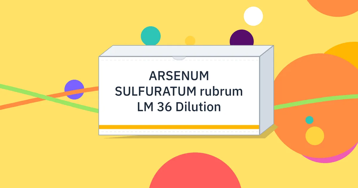 Symbolbild: Packung mit der Aufschrift ARSENUM SULFURATUM rubrum LM 36 Dilution (PZN 12780003) – Verfügbarkeit und Bezug in Apotheken in Frankfurt am Main