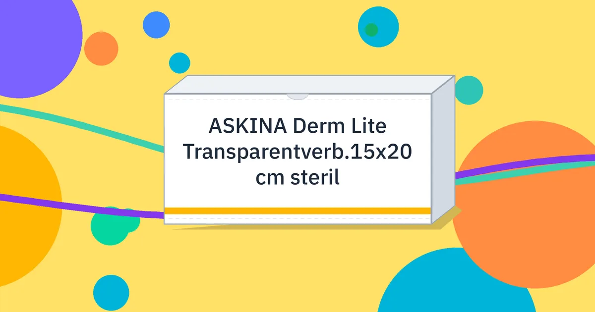 Symbolbild: Packung mit der Aufschrift ASKINA Derm Lite Transparentverb.15x20 cm steril (PZN 19452466) – Verfügbarkeit und Bezug in Apotheken in Frankfurt am Main