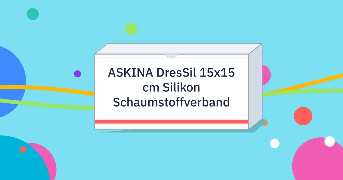 Symbolbild: Packung mit der Aufschrift ASKINA DresSil 15x15 cm Silikon Schaumstoffverband (PZN 18741091) – Verfügbarkeit und Bezug in Apotheken in Frankfurt am Main
