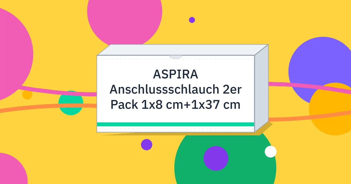 Symbolbild: Packung mit der Aufschrift ASPIRA Anschlussschlauch 2er Pack 1x8 cm+1x37 cm (PZN 10080483) – Verfügbarkeit und Bezug in Apotheken in Frankfurt am Main