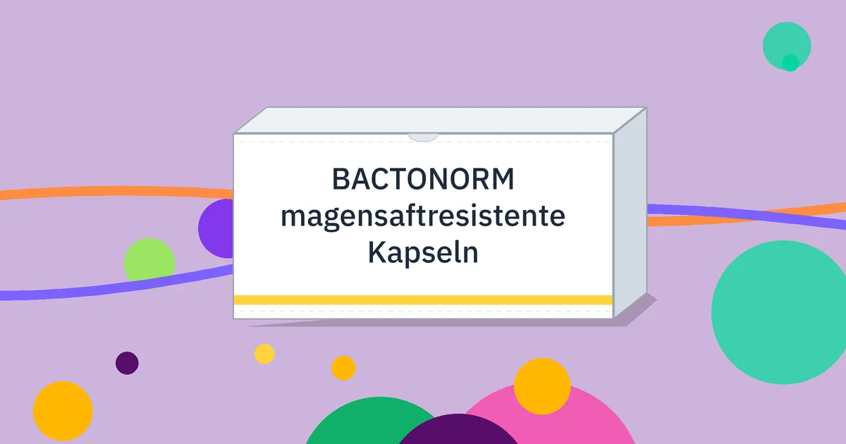 Symbolbild: Packung mit der Aufschrift BACTONORM magensaftresistente Kapseln (PZN 15245428) – Verfügbarkeit und Bezug in Apotheken in Frankfurt am Main