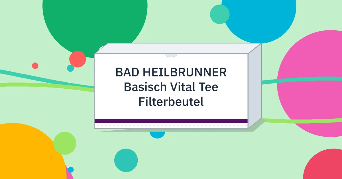 Symbolbild: Packung mit der Aufschrift BAD HEILBRUNNER Basisch Vital Tee Filterbeutel (PZN 17941362) – Verfügbarkeit und Bezug in Apotheken in Frankfurt am Main