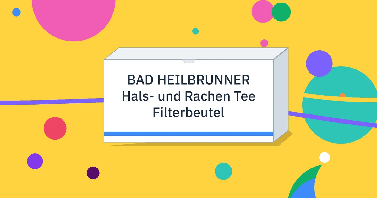 Symbolbild: Packung mit der Aufschrift BAD HEILBRUNNER Hals- und Rachen Tee Filterbeutel (PZN 04261223) – Verfügbarkeit und Bezug in Apotheken in Frankfurt am Main
