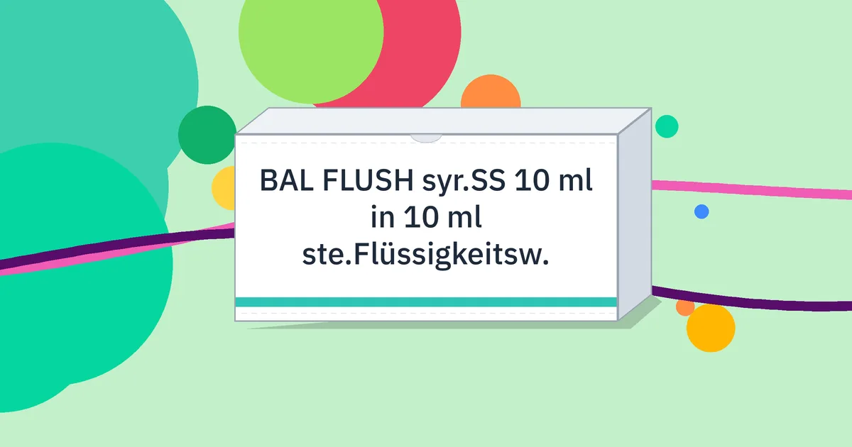 Symbolbild: Packung mit der Aufschrift BAL FLUSH syr.SS 10 ml in 10 ml ste.Flüssigkeitsw. (PZN 19180097) – Verfügbarkeit und Bezug in Apotheken in Frankfurt am Main