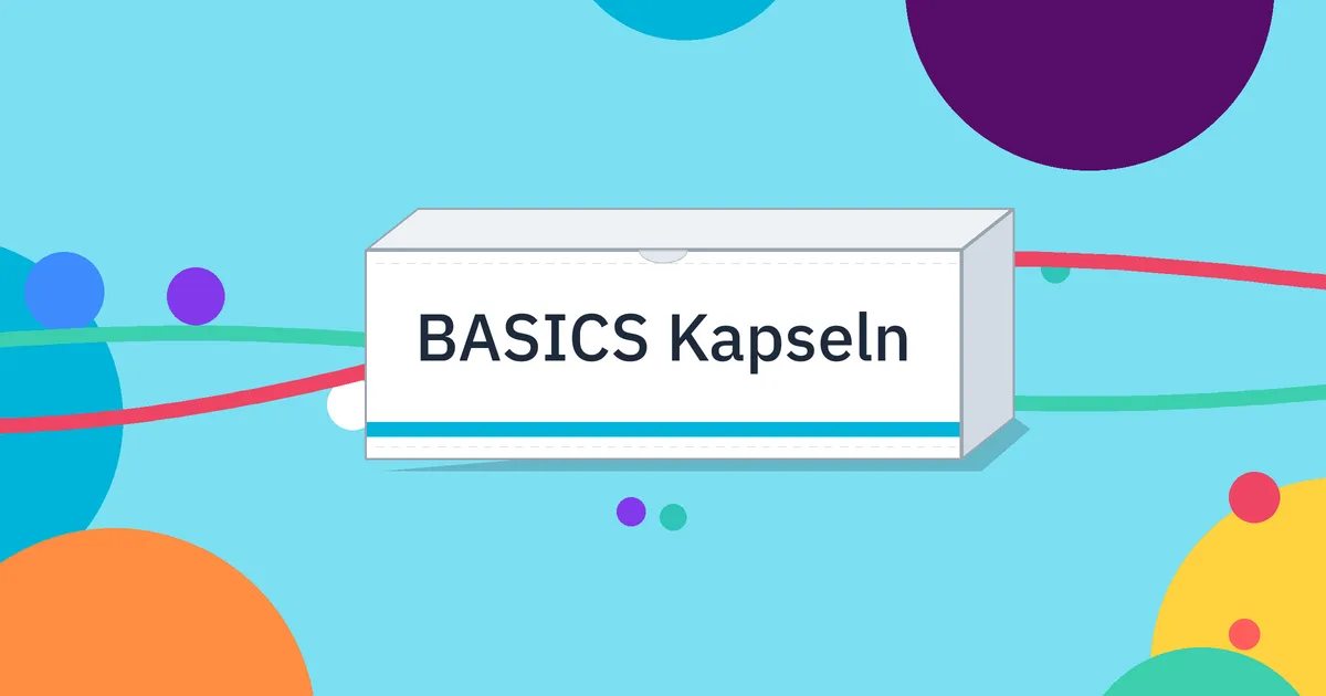 Symbolbild: Packung mit der Aufschrift BASICS Kapseln (PZN 13570532) – Verfügbarkeit und Bezug in Apotheken in Frankfurt am Main