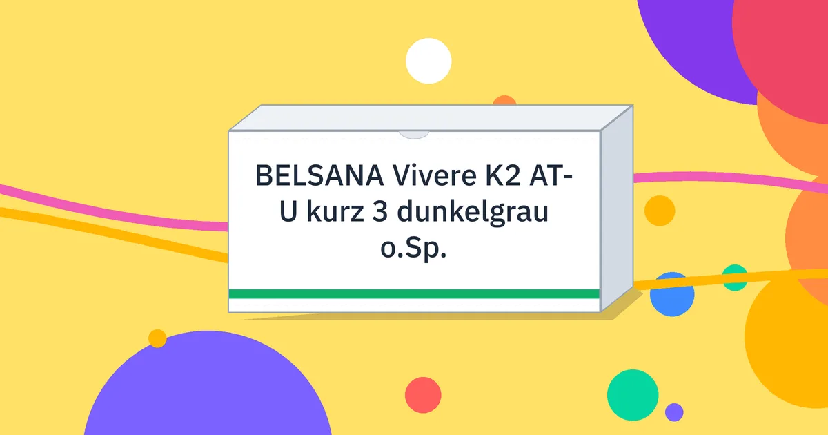 Symbolbild: Packung mit der Aufschrift BELSANA Vivere K2 AT-U kurz 3 dunkelgrau o.Sp. (PZN 12183649) – Verfügbarkeit und Bezug in Apotheken in Frankfurt am Main