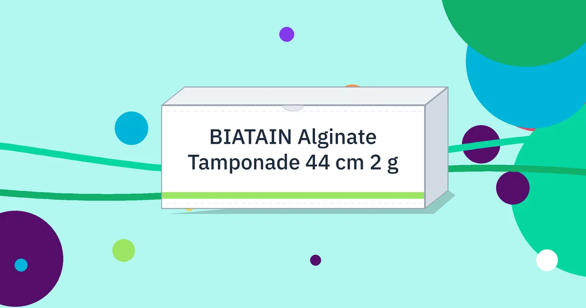 Symbolbild: Packung mit der Aufschrift BIATAIN Alginate Tamponade 44 cm 2 g (PZN 19636338) – Verfügbarkeit und Bezug in Apotheken in Frankfurt am Main