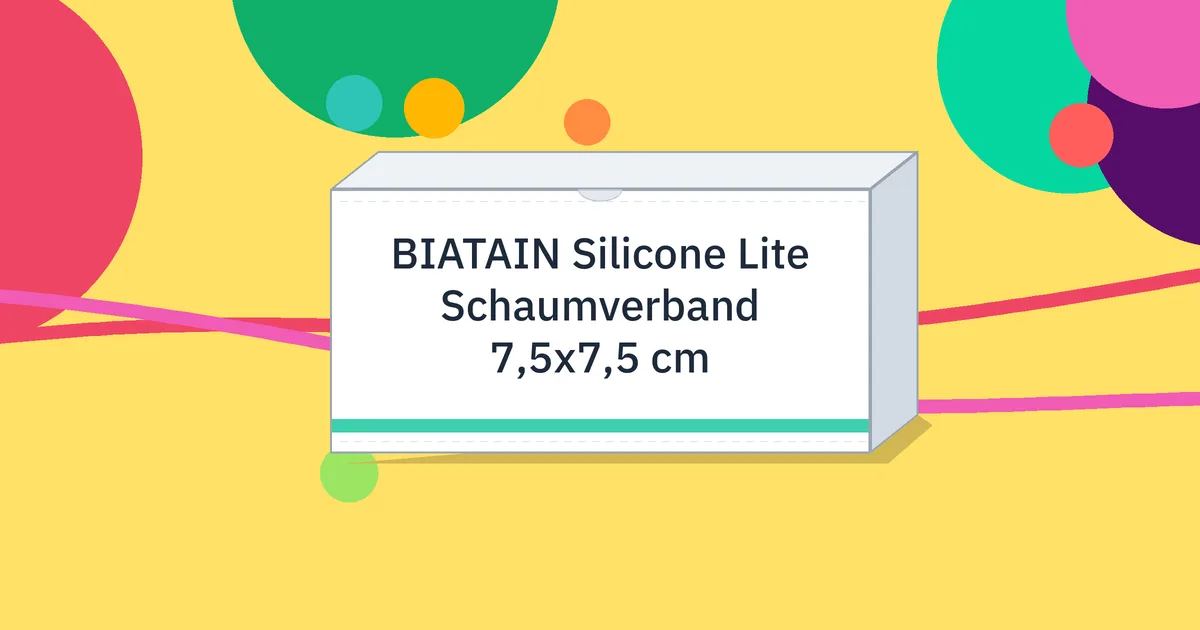 Symbolbild: Packung mit der Aufschrift BIATAIN Silicone Lite Schaumverband 7,5x7,5 cm (PZN 11597076) – Verfügbarkeit und Bezug in Apotheken in Frankfurt am Main