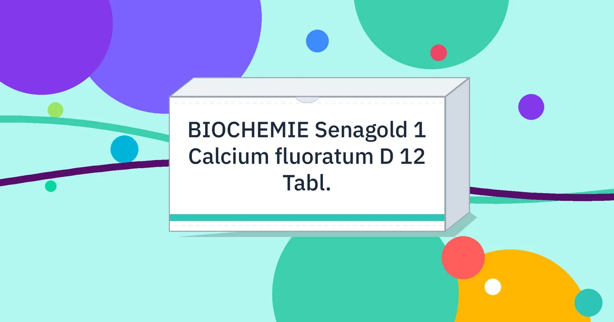 Symbolbild: Packung mit der Aufschrift BIOCHEMIE Senagold 1 Calcium fluoratum D 12 Tabl. (PZN 06827373) – Verfügbarkeit und Bezug in Apotheken in Frankfurt am Main