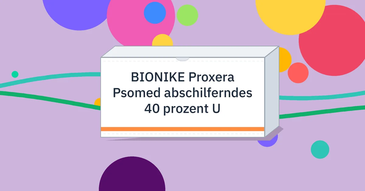 Symbolbild: Packung mit der Aufschrift BIONIKE Proxera Psomed abschilferndes 40 prozent U (PZN 13751759) – Verfügbarkeit und Bezug in Apotheken in Frankfurt am Main