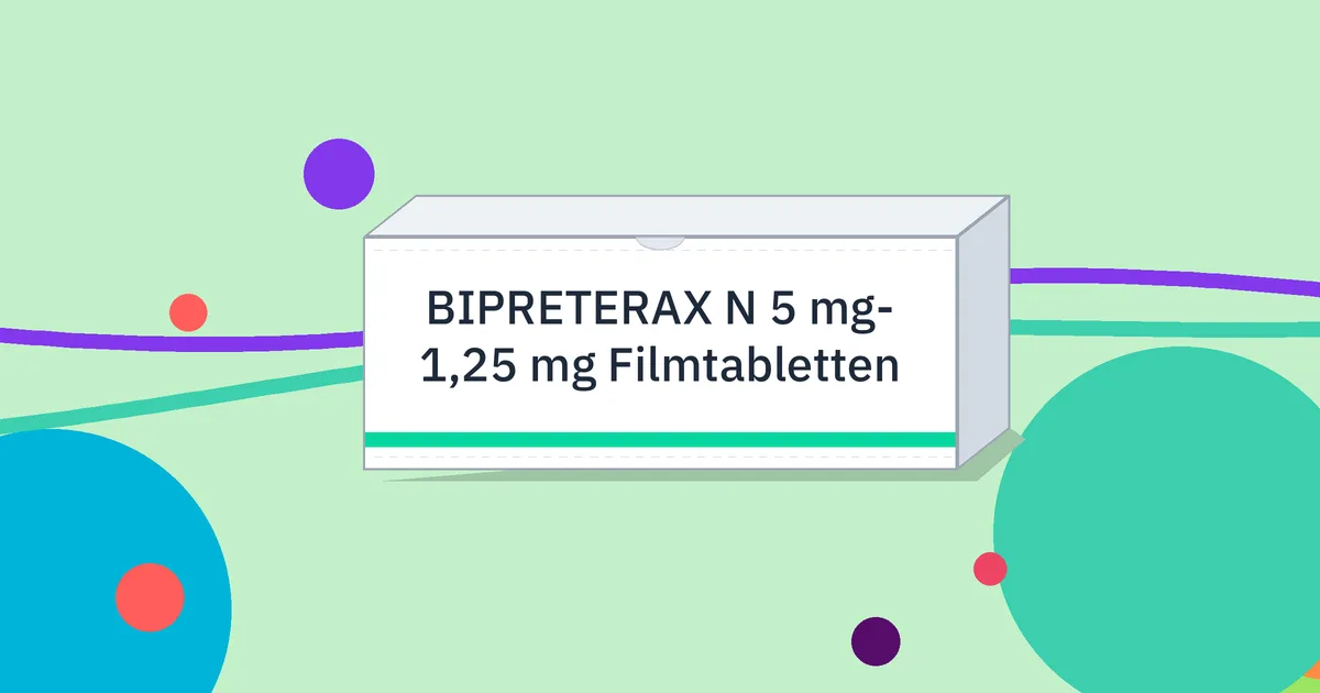 Symbolbild: Packung mit der Aufschrift BIPRETERAX N 5 mg-1,25 mg Filmtabletten (PZN 08833969) – Verfügbarkeit und Bezug in Apotheken in Frankfurt am Main