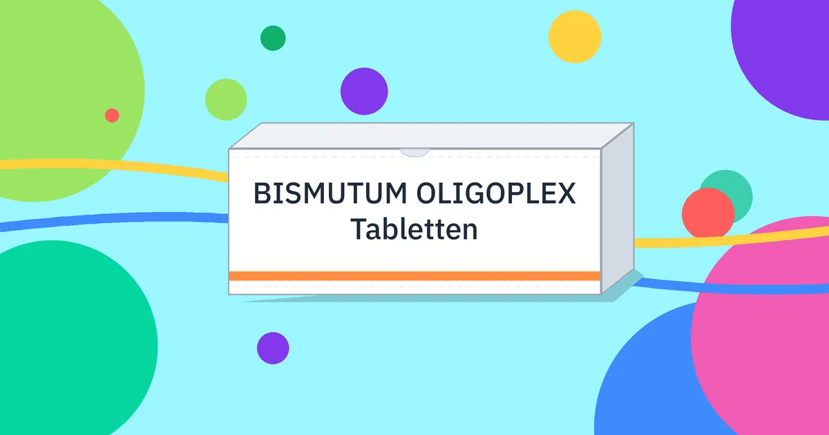 Symbolbild: Packung mit der Aufschrift BISMUTUM OLIGOPLEX Tabletten (PZN 06864894) – Verfügbarkeit und Bezug in Apotheken in Frankfurt am Main
