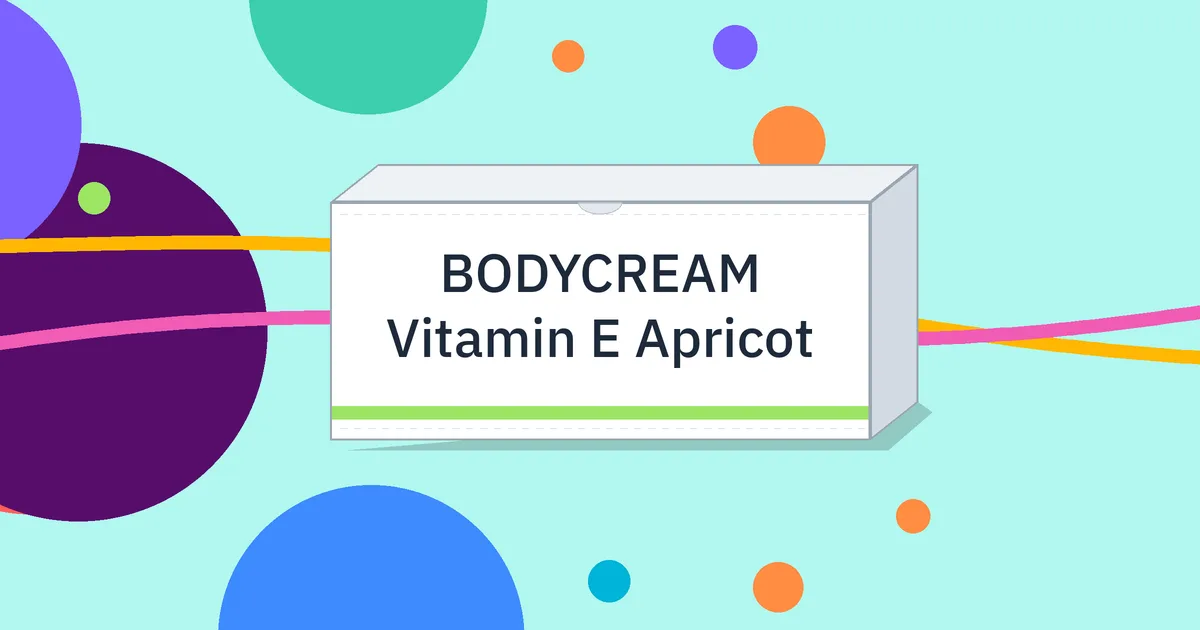 Symbolbild: Packung mit der Aufschrift BODYCREAM Vitamin E Apricot (PZN 03680998) – Verfügbarkeit und Bezug in Apotheken in Frankfurt am Main
