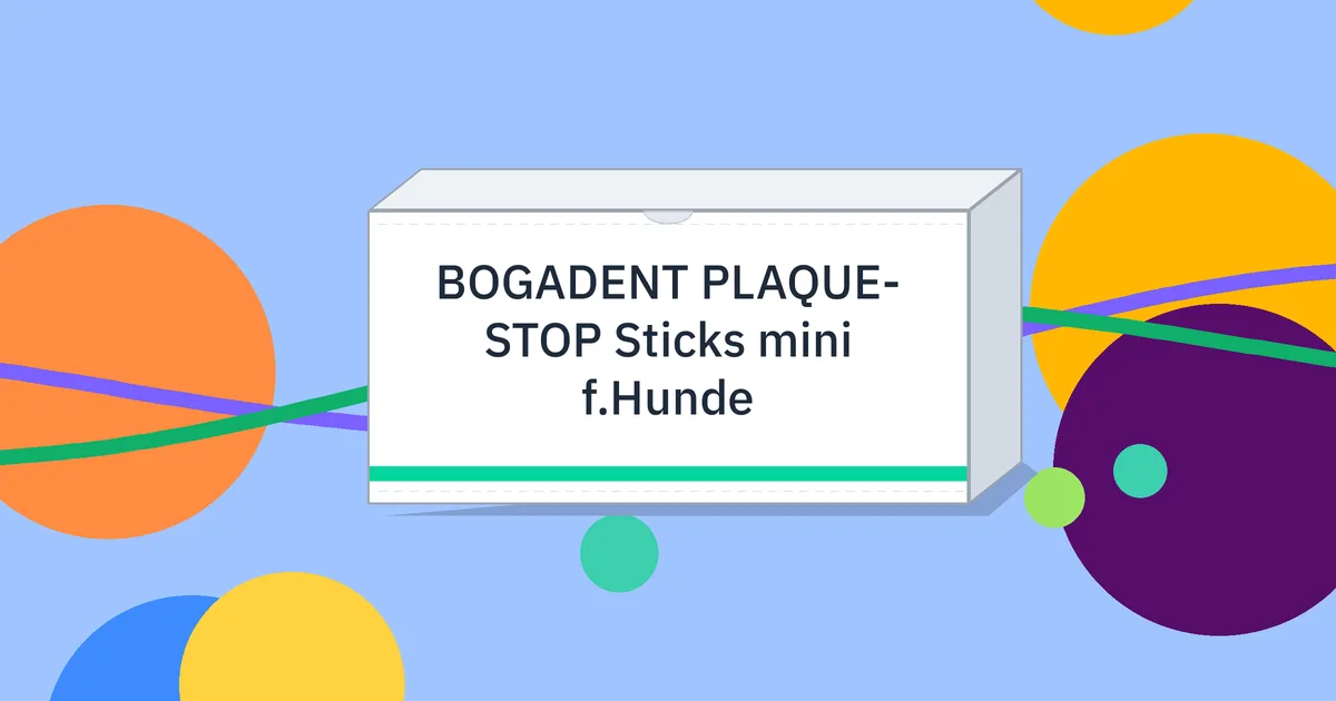Symbolbild: Packung mit der Aufschrift BOGADENT PLAQUE-STOP Sticks mini f.Hunde (PZN 11678283) – Verfügbarkeit und Bezug in Apotheken in Frankfurt am Main