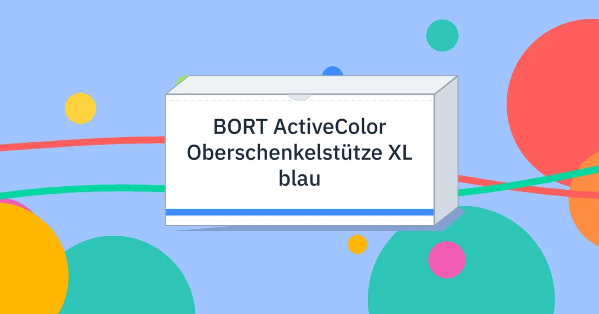 Symbolbild: Packung mit der Aufschrift BORT ActiveColor Oberschenkelstütze XL blau (PZN 03169745) – Verfügbarkeit und Bezug in Apotheken in Frankfurt am Main