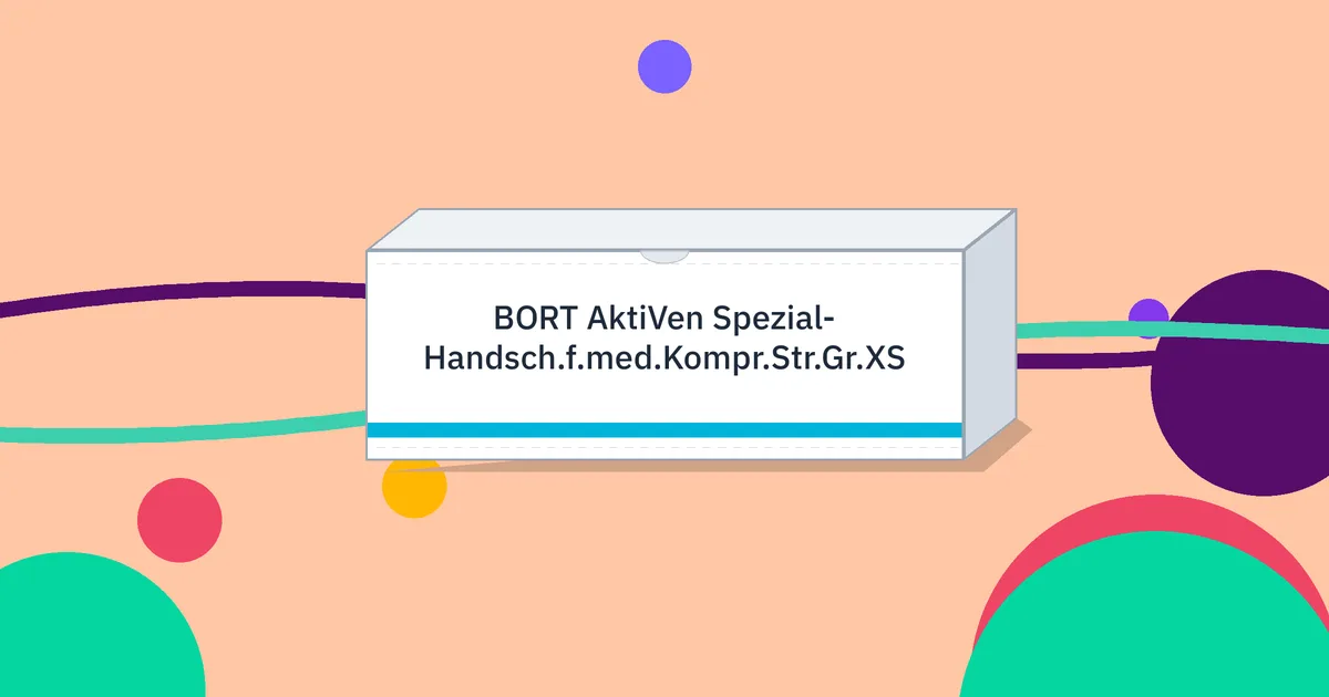 Symbolbild: Packung mit der Aufschrift BORT AktiVen Spezial-Handsch.f.med.Kompr.Str.Gr.XS (PZN 17842890) – Verfügbarkeit und Bezug in Apotheken in Frankfurt am Main