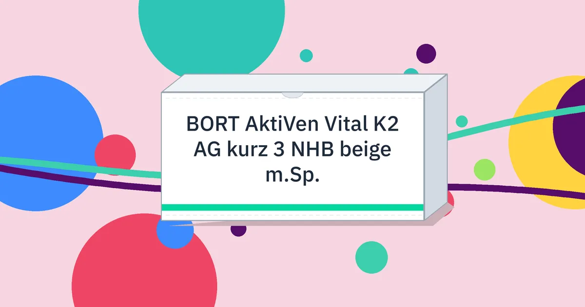 Symbolbild: Packung mit der Aufschrift BORT AktiVen Vital K2 AG kurz 3 NHB beige m.Sp. (PZN 13731828) – Verfügbarkeit und Bezug in Apotheken in Frankfurt am Main