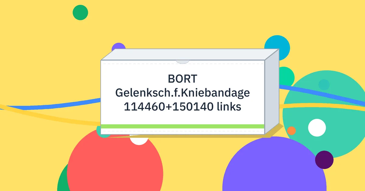 Symbolbild: Packung mit der Aufschrift BORT Gelenksch.f.Kniebandage 114460+150140 links (PZN 11582092) – Verfügbarkeit und Bezug in Apotheken in Frankfurt am Main