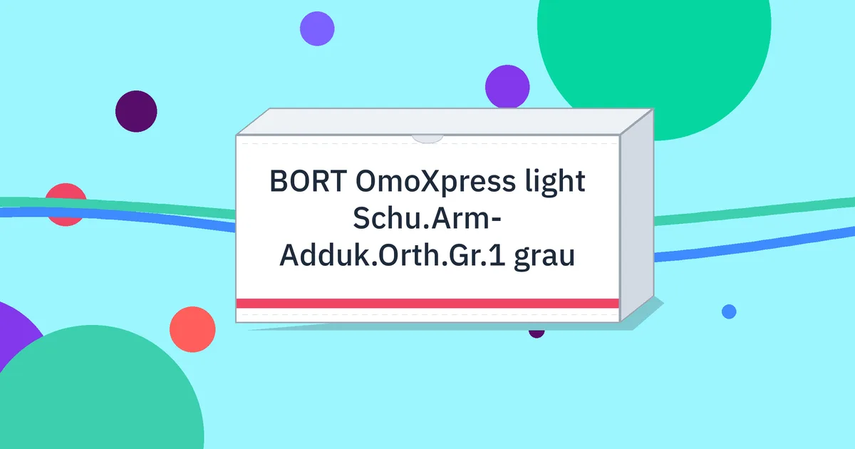 Symbolbild: Packung mit der Aufschrift BORT OmoXpress light Schu.Arm-Adduk.Orth.Gr.1 grau (PZN 16318247) – Verfügbarkeit und Bezug in Apotheken in Frankfurt am Main