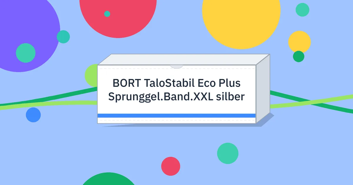 Symbolbild: Packung mit der Aufschrift BORT TaloStabil Eco Plus Sprunggel.Band.XXL silber (PZN 19111050) – Verfügbarkeit und Bezug in Apotheken in Frankfurt am Main