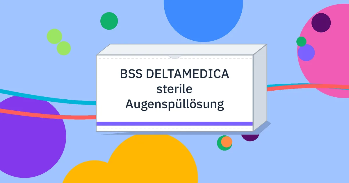Symbolbild: Packung mit der Aufschrift BSS DELTAMEDICA sterile Augenspüllösung (PZN 09155649) – Verfügbarkeit und Bezug in Apotheken in Frankfurt am Main