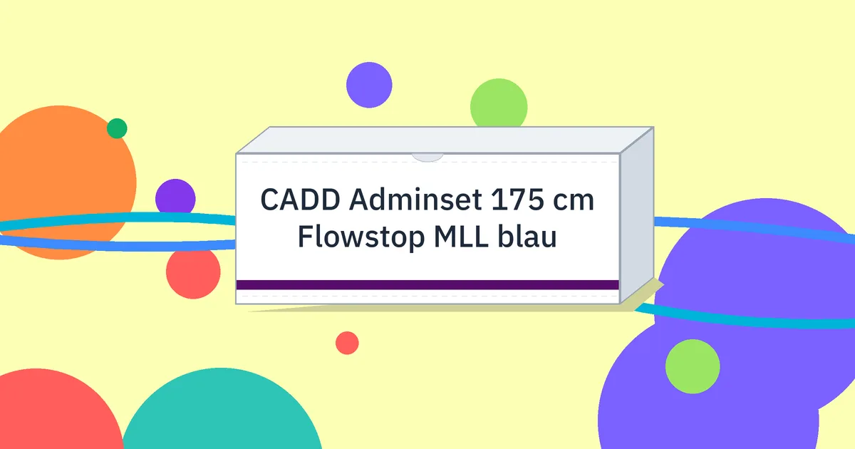 Symbolbild: Packung mit der Aufschrift CADD Adminset 175 cm Flowstop MLL blau (PZN 11242002) – Verfügbarkeit und Bezug in Apotheken in Frankfurt am Main