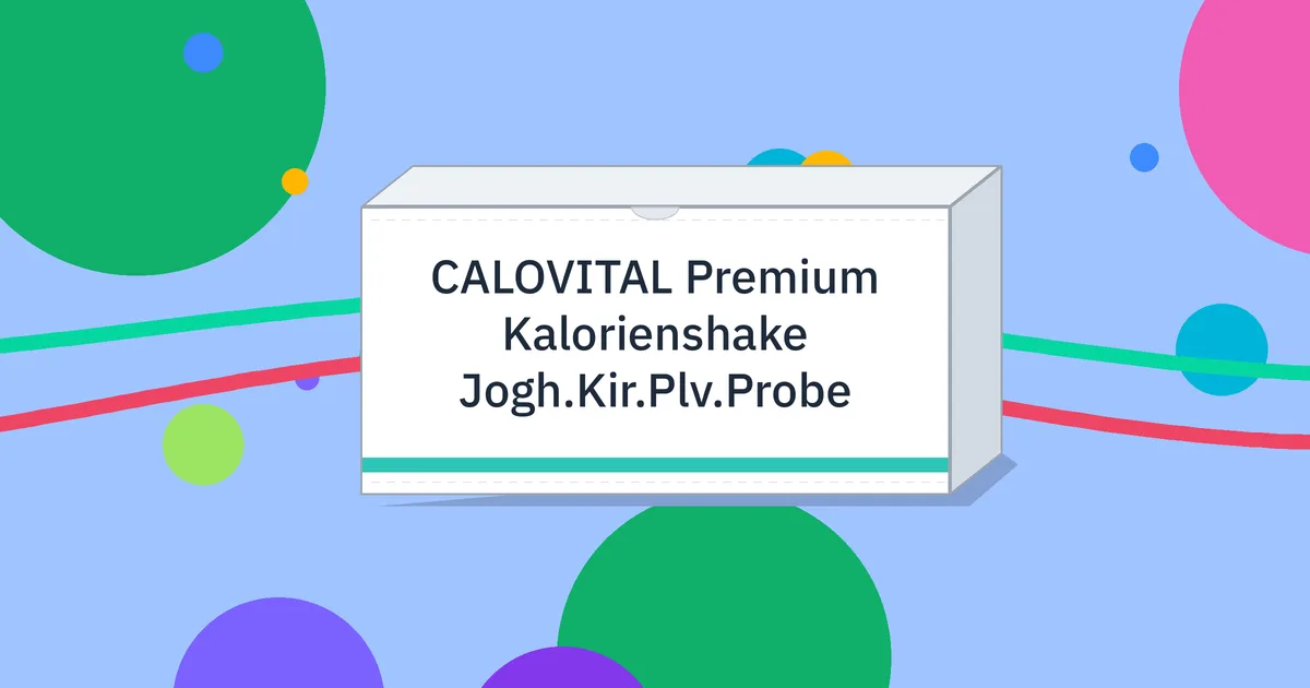 Symbolbild: Packung mit der Aufschrift CALOVITAL Premium Kalorienshake Jogh.Kir.Plv.Probe (PZN 19823081) – Verfügbarkeit und Bezug in Apotheken in Frankfurt am Main