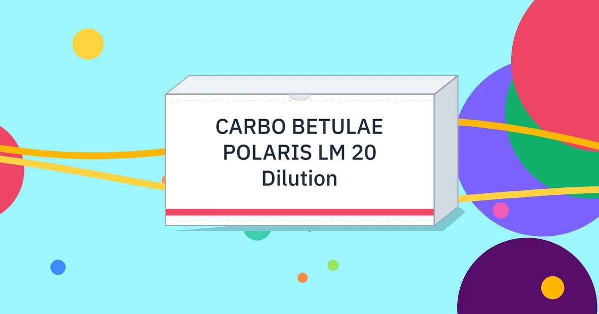 Symbolbild: Packung mit der Aufschrift CARBO BETULAE POLARIS LM 20 Dilution (PZN 13764325) – Verfügbarkeit und Bezug in Apotheken in Frankfurt am Main