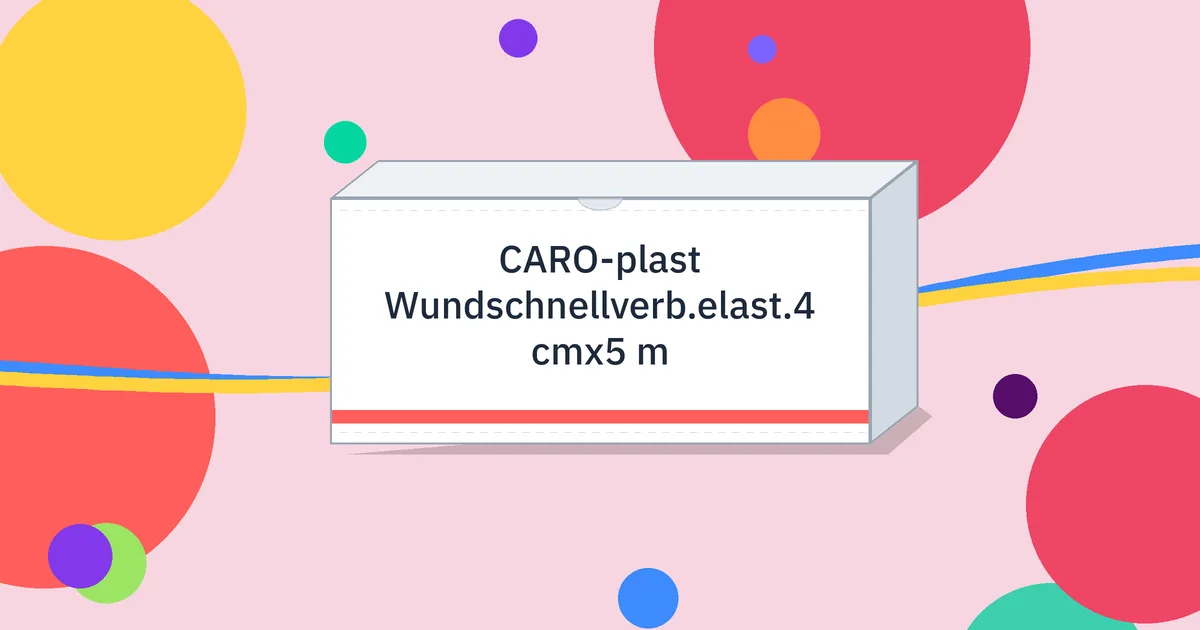 Symbolbild: Packung mit der Aufschrift CARO-plast Wundschnellverb.elast.4 cmx5 m (PZN 11670548) – Verfügbarkeit und Bezug in Apotheken in Frankfurt am Main