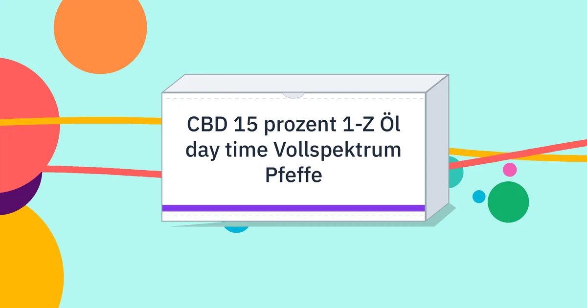 Symbolbild: Packung mit der Aufschrift CBD 15 prozent 1-Z Öl day time Vollspektrum Pfeffe (PZN 18731572) – Verfügbarkeit und Bezug in Apotheken in Frankfurt am Main