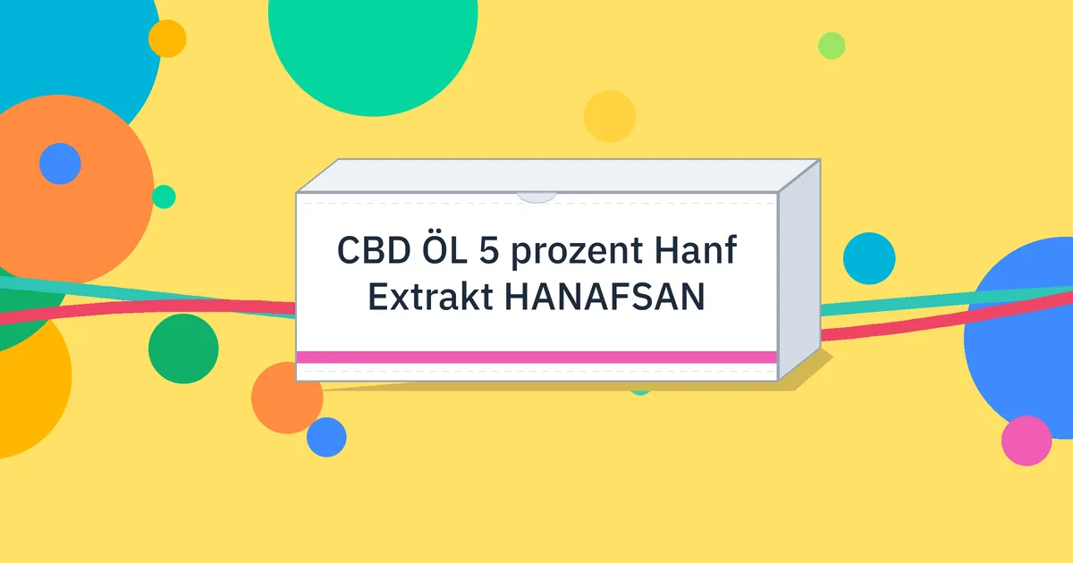Symbolbild: Packung mit der Aufschrift CBD ÖL 5 prozent Hanf Extrakt HANAFSAN (PZN 16957823) – Verfügbarkeit und Bezug in Apotheken in Frankfurt am Main