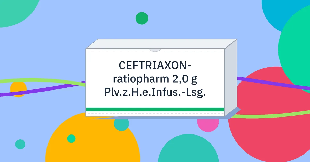 Symbolbild: Packung mit der Aufschrift CEFTRIAXON-ratiopharm 2,0 g Plv.z.H.e.Infus.-Lsg. (PZN 19053223) – Verfügbarkeit und Bezug in Apotheken in Frankfurt am Main
