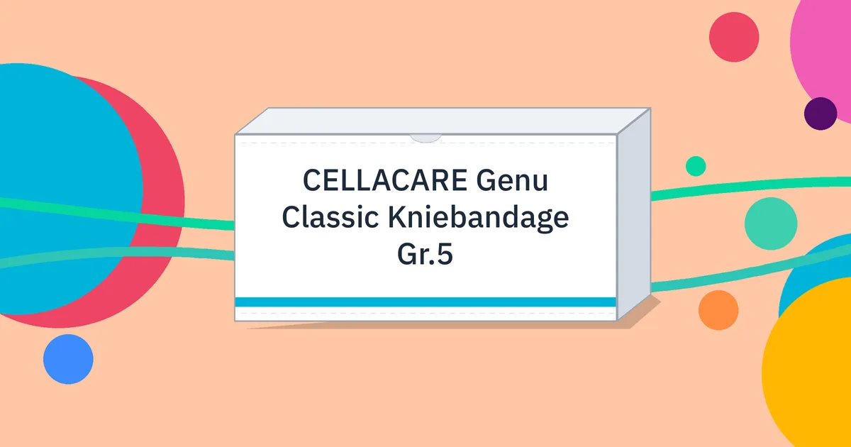 Symbolbild: Packung mit der Aufschrift CELLACARE Genu Classic Kniebandage Gr.5 (PZN 12647913) – Verfügbarkeit und Bezug in Apotheken in Frankfurt am Main