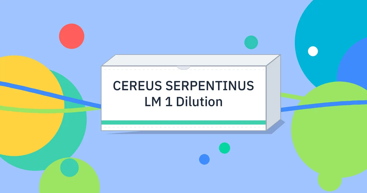 Symbolbild: Packung mit der Aufschrift CEREUS SERPENTINUS LM 1 Dilution (PZN 13437425) – Verfügbarkeit und Bezug in Apotheken in Frankfurt am Main