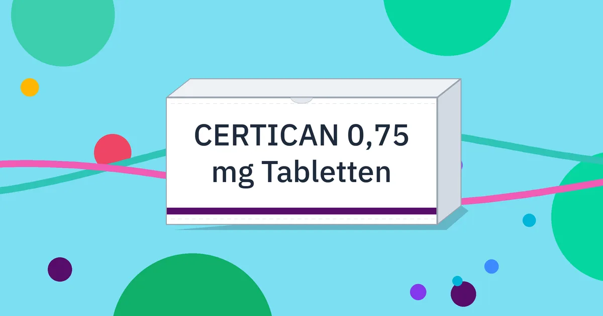 Symbolbild: Packung mit der Aufschrift CERTICAN 0,75 mg Tabletten (PZN 02066606) – Verfügbarkeit und Bezug in Apotheken in Frankfurt am Main