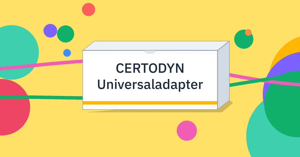 Symbolbild: Packung mit der Aufschrift CERTODYN Universaladapter (PZN 07319874) – Verfügbarkeit und Bezug in Apotheken in Frankfurt am Main
