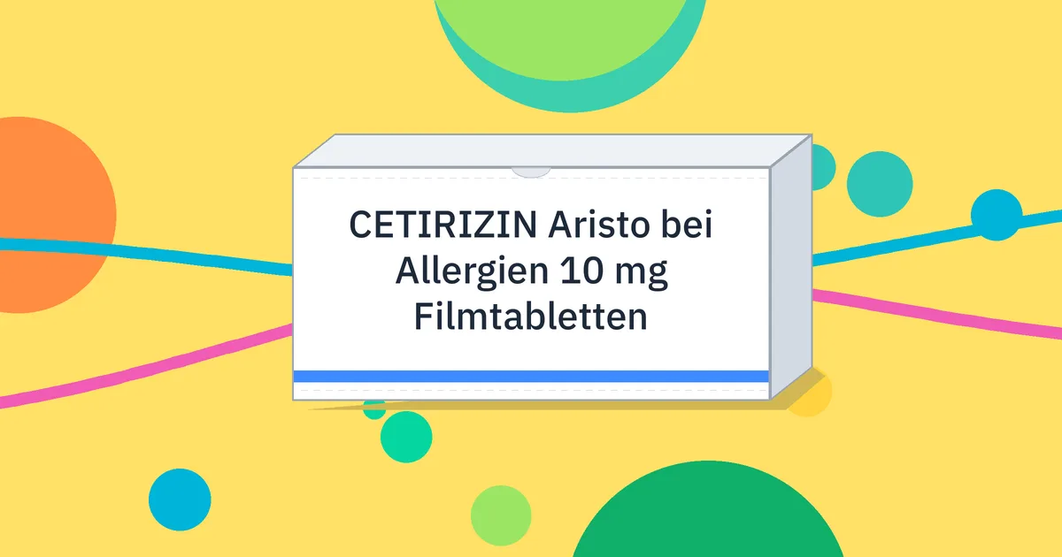 Symbolbild: Packung mit der Aufschrift CETIRIZIN Aristo bei Allergien 10 mg Filmtabletten (PZN 09703275) – Verfügbarkeit und Bezug in Apotheken in Frankfurt am Main