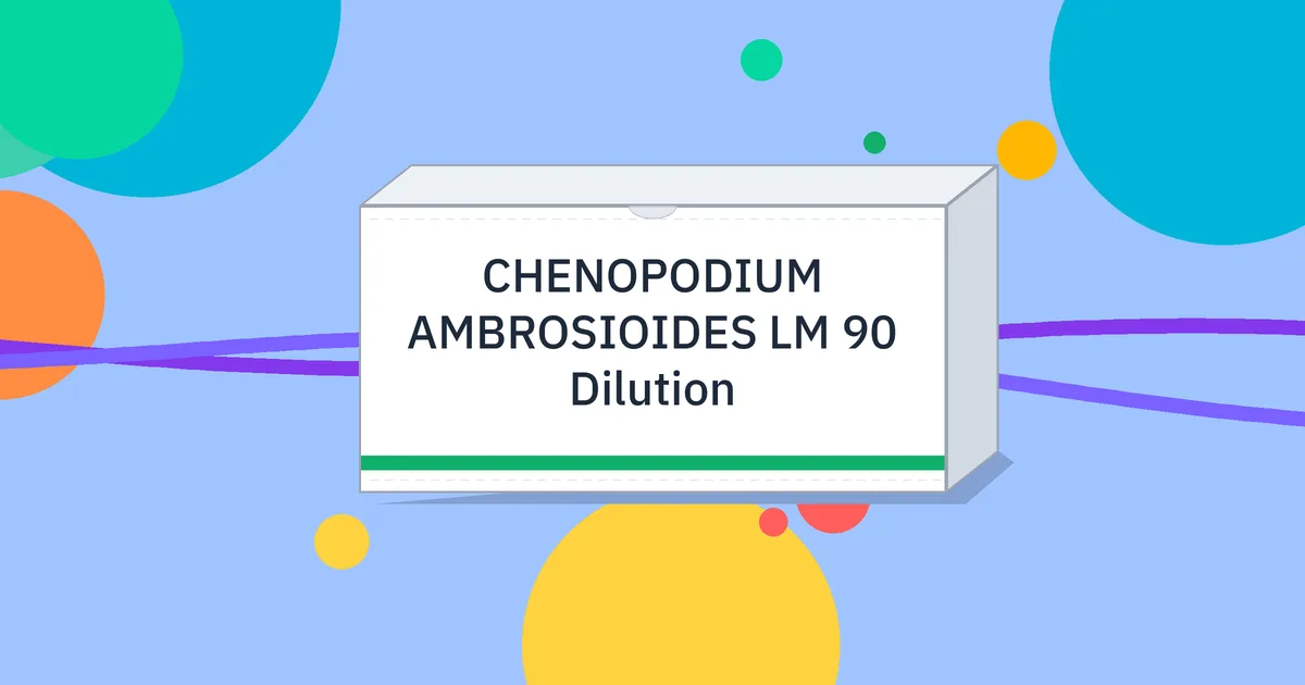 Symbolbild: Packung mit der Aufschrift CHENOPODIUM AMBROSIOIDES LM 90 Dilution (PZN 13440628) – Verfügbarkeit und Bezug in Apotheken in Frankfurt am Main