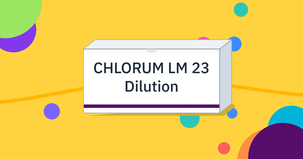 Symbolbild: Packung mit der Aufschrift CHLORUM LM 23 Dilution (PZN 12816563) – Verfügbarkeit und Bezug in Apotheken in Frankfurt am Main