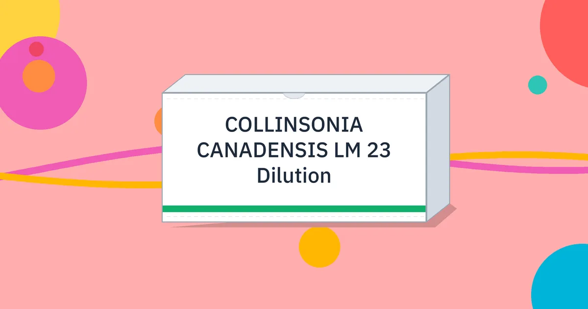 Symbolbild: Packung mit der Aufschrift COLLINSONIA CANADENSIS LM 23 Dilution (PZN 13447955) – Verfügbarkeit und Bezug in Apotheken in Frankfurt am Main