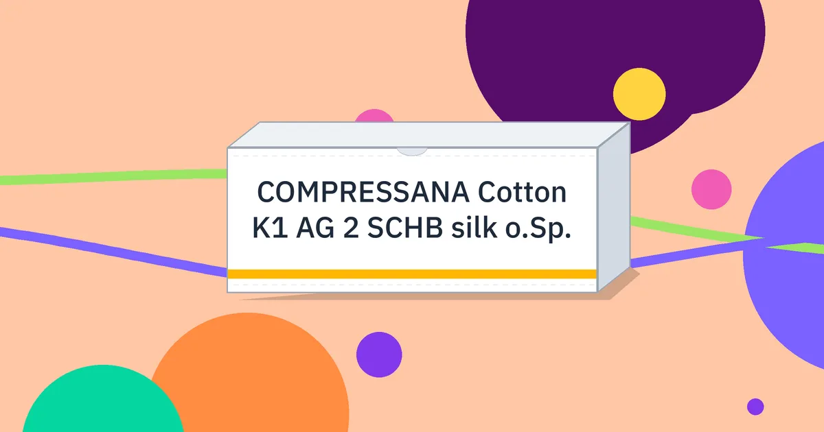 Symbolbild: Packung mit der Aufschrift COMPRESSANA Cotton K1 AG 2 SCHB silk o.Sp. (PZN 16959615) – Verfügbarkeit und Bezug in Apotheken in Frankfurt am Main