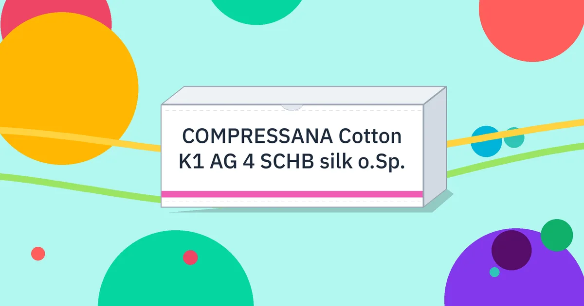 Symbolbild: Packung mit der Aufschrift COMPRESSANA Cotton K1 AG 4 SCHB silk o.Sp. (PZN 16959816) – Verfügbarkeit und Bezug in Apotheken in Frankfurt am Main