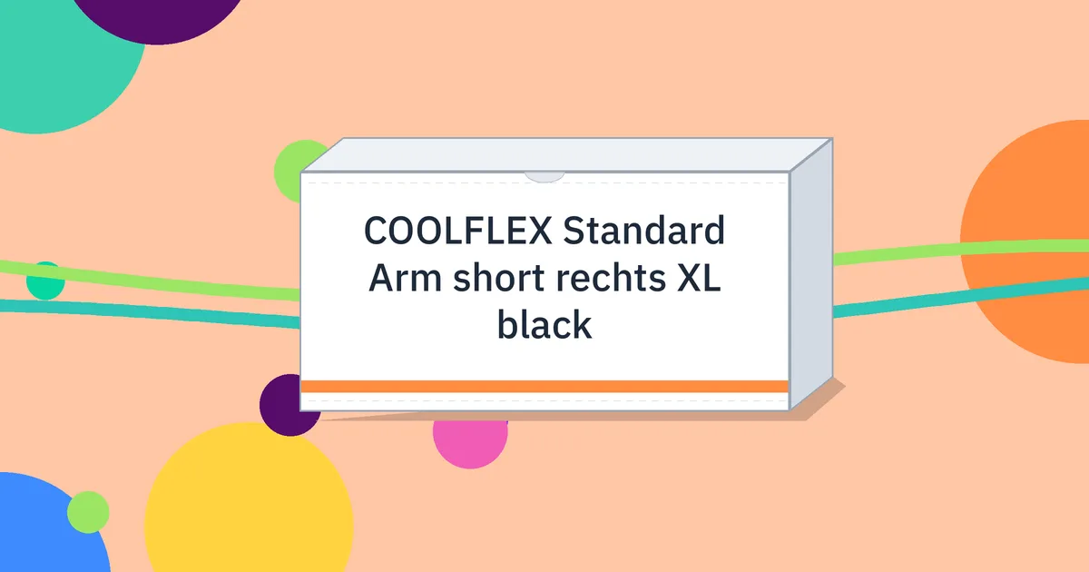 Symbolbild: Packung mit der Aufschrift COOLFLEX Standard Arm short rechts XL black (PZN 20382587) – Verfügbarkeit und Bezug in Apotheken in Frankfurt am Main