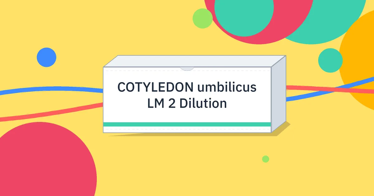 Symbolbild: Packung mit der Aufschrift COTYLEDON umbilicus LM 2 Dilution (PZN 13455707) – Verfügbarkeit und Bezug in Apotheken in Frankfurt am Main