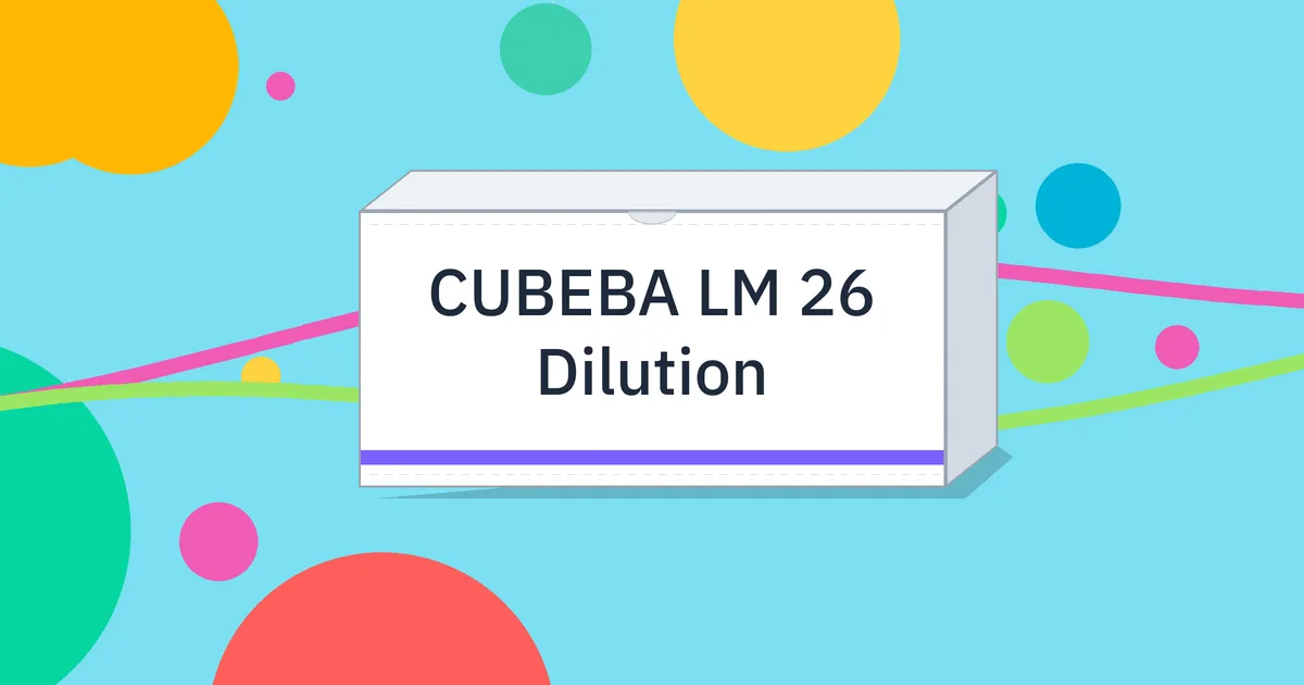 Symbolbild: Packung mit der Aufschrift CUBEBA LM 26 Dilution (PZN 13456954) – Verfügbarkeit und Bezug in Apotheken in Frankfurt am Main