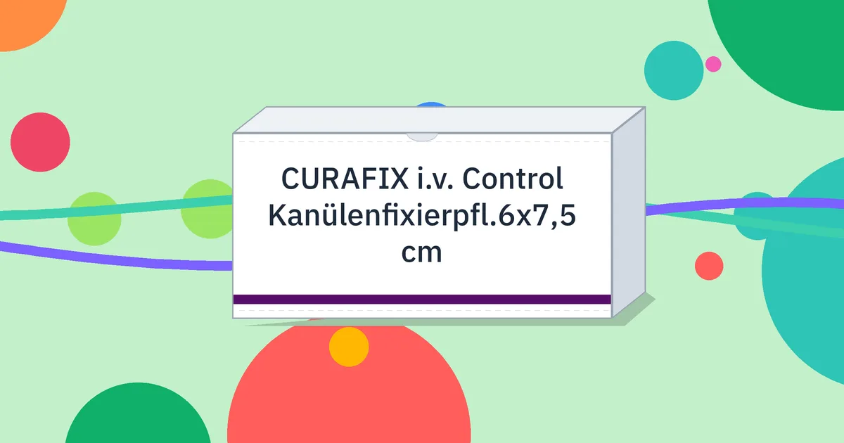 Symbolbild: Packung mit der Aufschrift CURAFIX i.v. Control Kanülenfixierpfl.6x7,5 cm (PZN 17515725) – Verfügbarkeit und Bezug in Apotheken in Frankfurt am Main