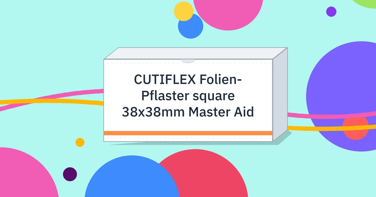 Symbolbild: Packung mit der Aufschrift CUTIFLEX Folien-Pflaster square 38x38mm Master Aid (PZN 02506643) – Verfügbarkeit und Bezug in Apotheken in Frankfurt am Main