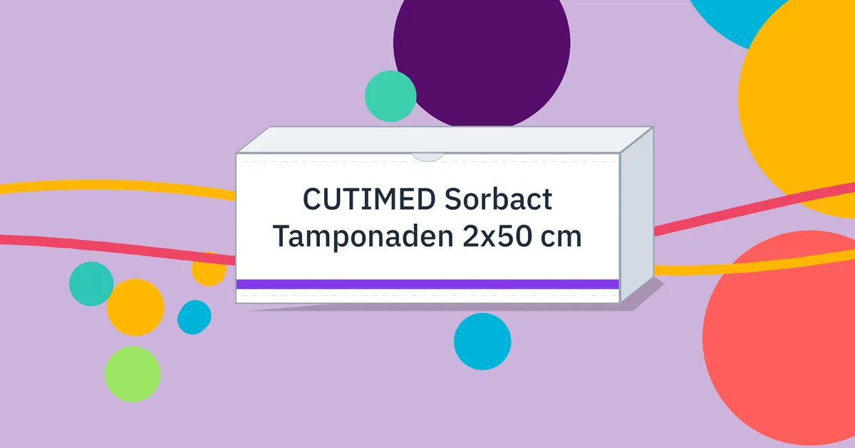 Symbolbild: Packung mit der Aufschrift CUTIMED Sorbact Tamponaden 2x50 cm (PZN 18319831) – Verfügbarkeit und Bezug in Apotheken in Frankfurt am Main